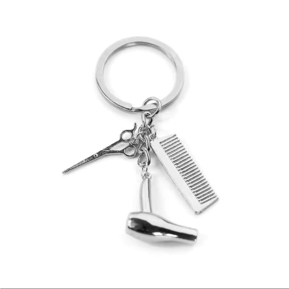 Other | 1pc Barber Tools Charm Keychain Scissors Hair Dryer Comb Key ...